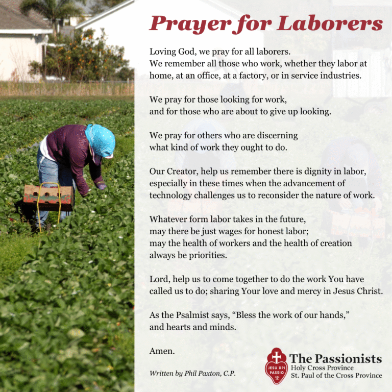 Prayer for Laborers – The Passionists of Holy Cross Province