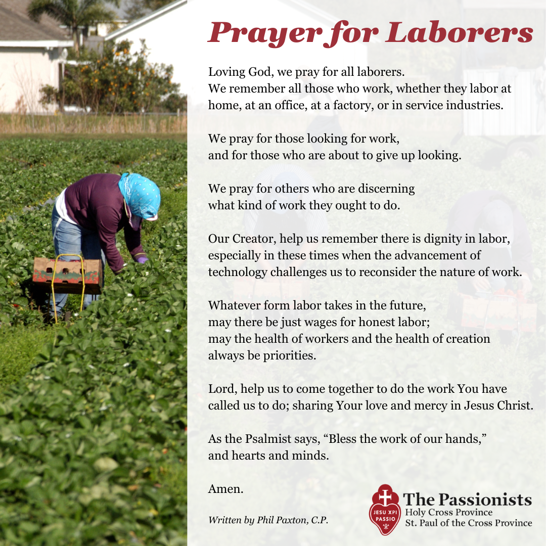 Prayer for Laborers – The Passionists of Holy Cross Province